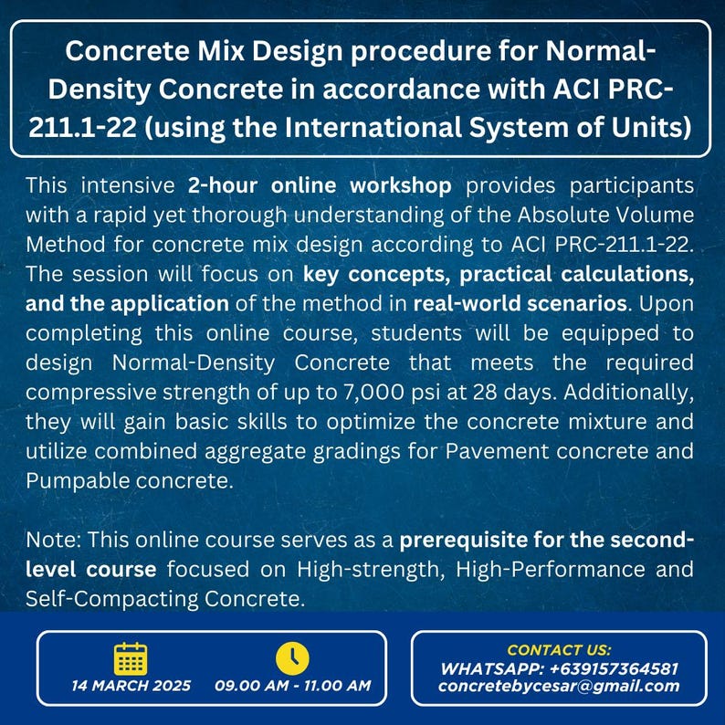 Concrete Mix Design Online Course: ACI PRC-211.1-22 (free Template and ...