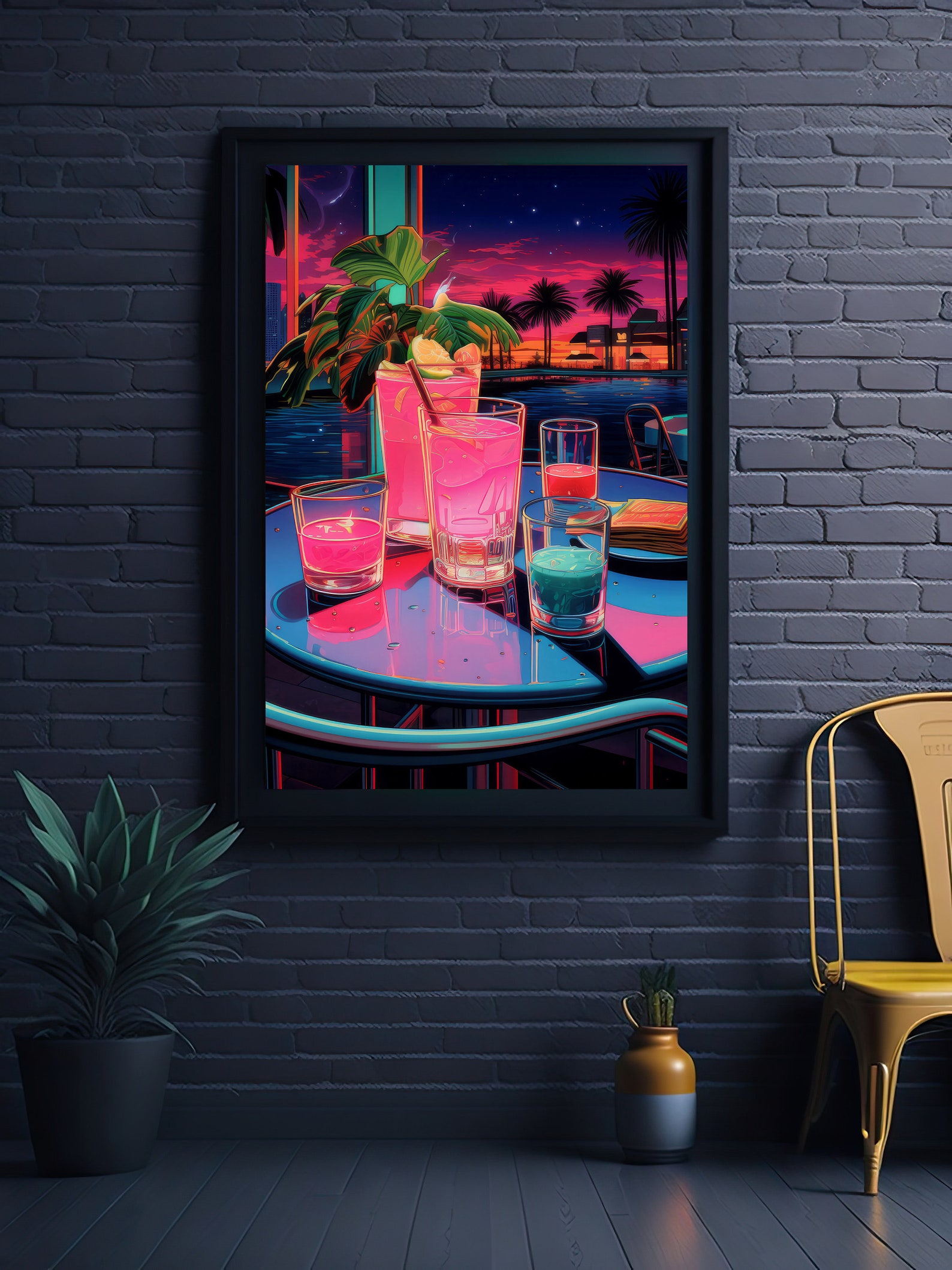 Retro Neon Downloadable Print | Neo-pop Tropical Cocktails Tiki Ocean ...