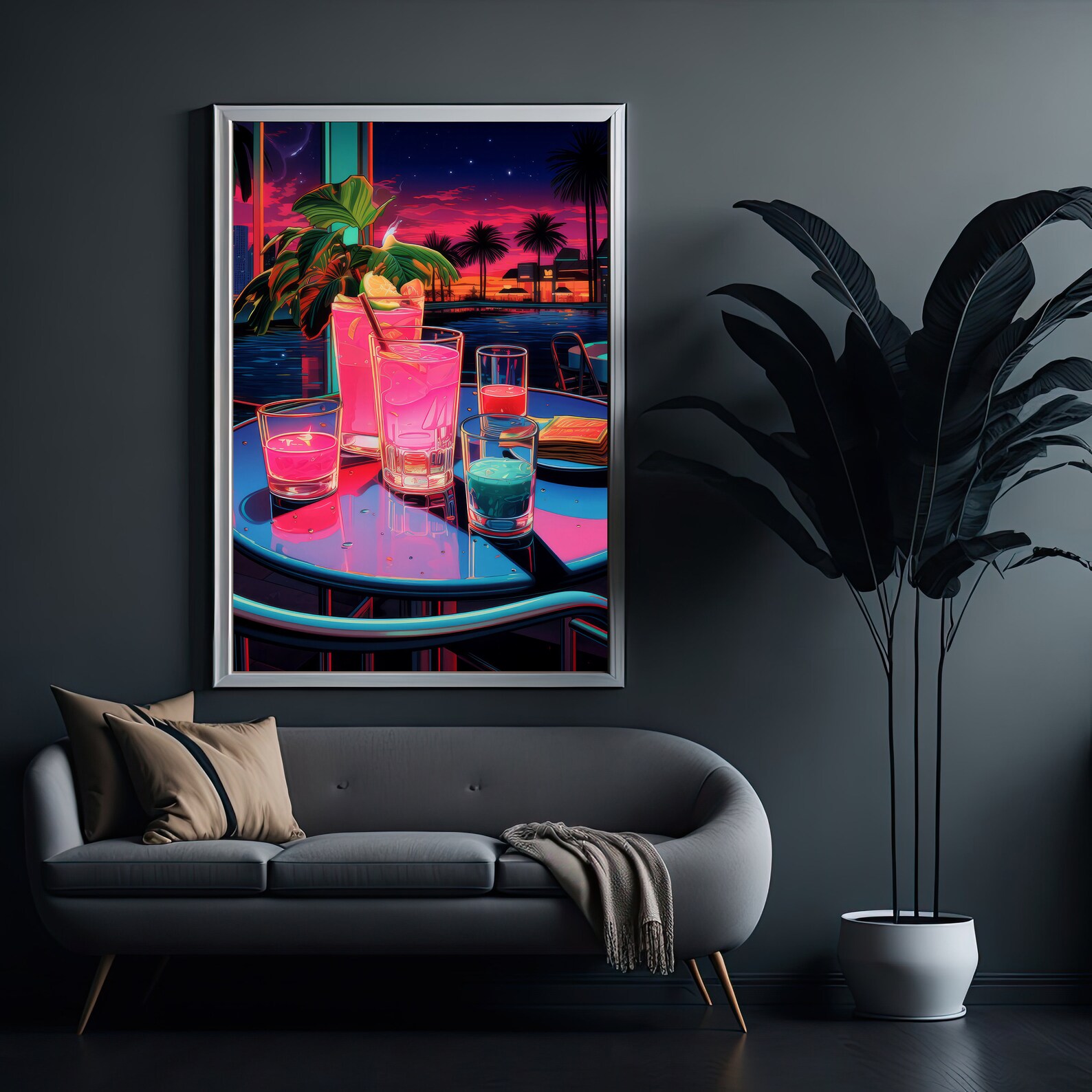 Retro Neon Downloadable Print | Neo-pop Tropical Cocktails Tiki Ocean ...