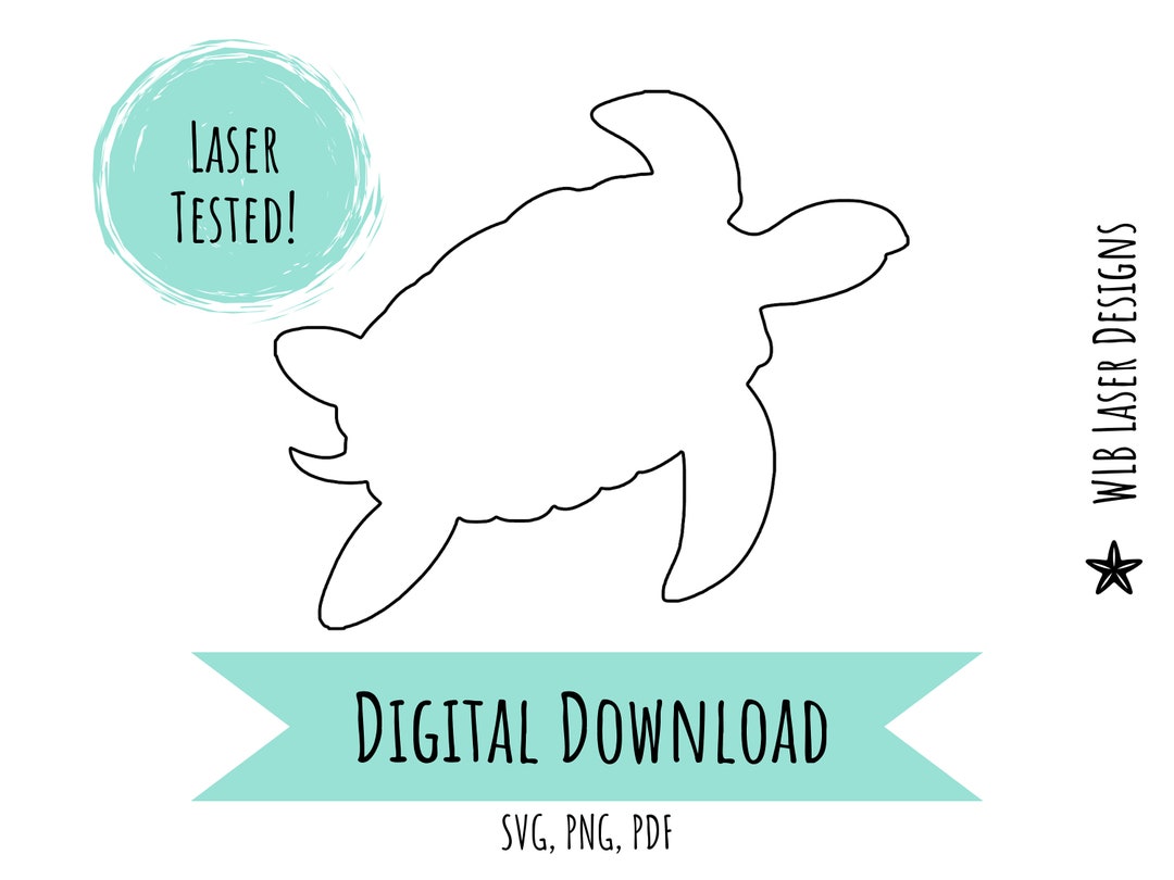Sea Turtle SVG for Laser Simple Turtle Wood Cutout Digital - Etsy