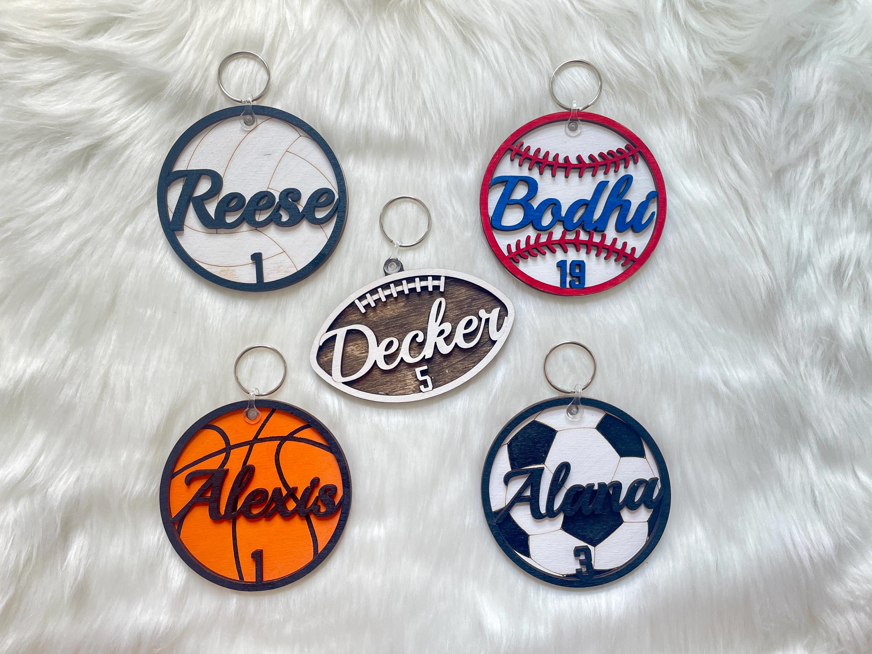 Basketball Name Tag, Sports Name and Jersey Number Keychain, Team Gift ...