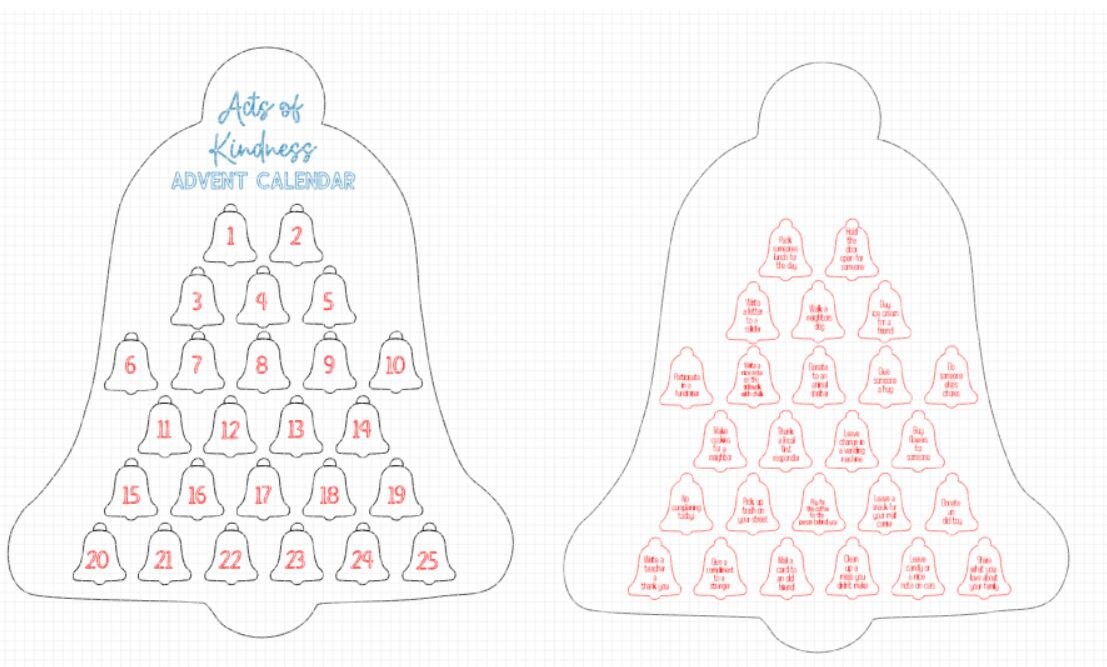 Acts of Kindness Bell Advent Calendar SVG Digitial Download, Random ...