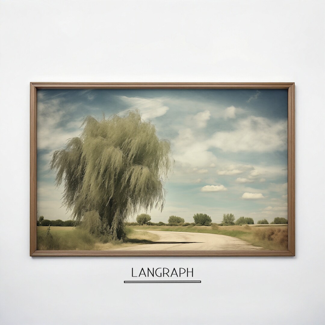 Neutral Landscape Print Trees Landscape Vintage Style Art Oil Painting ...