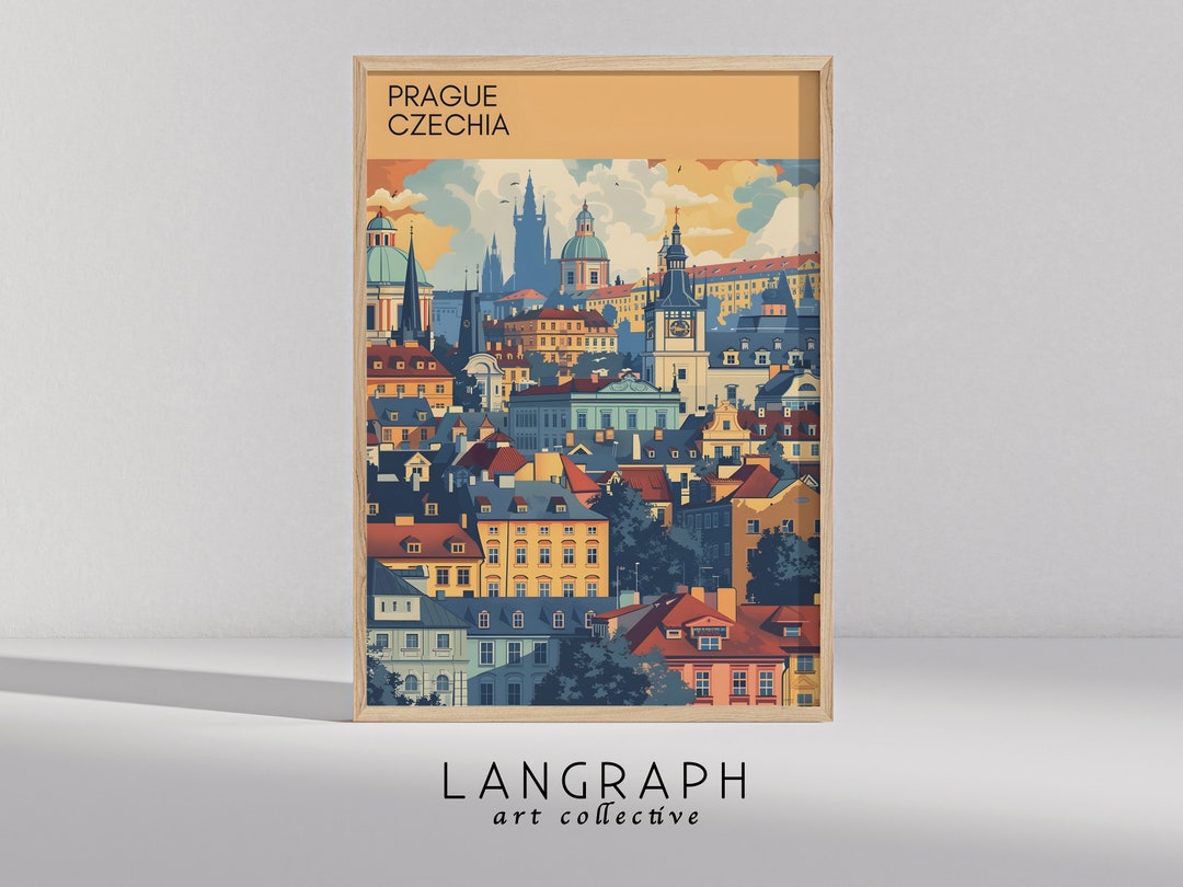 Prague Retro Travel Poster Vintage Neutral Gallery Wall Prints ...