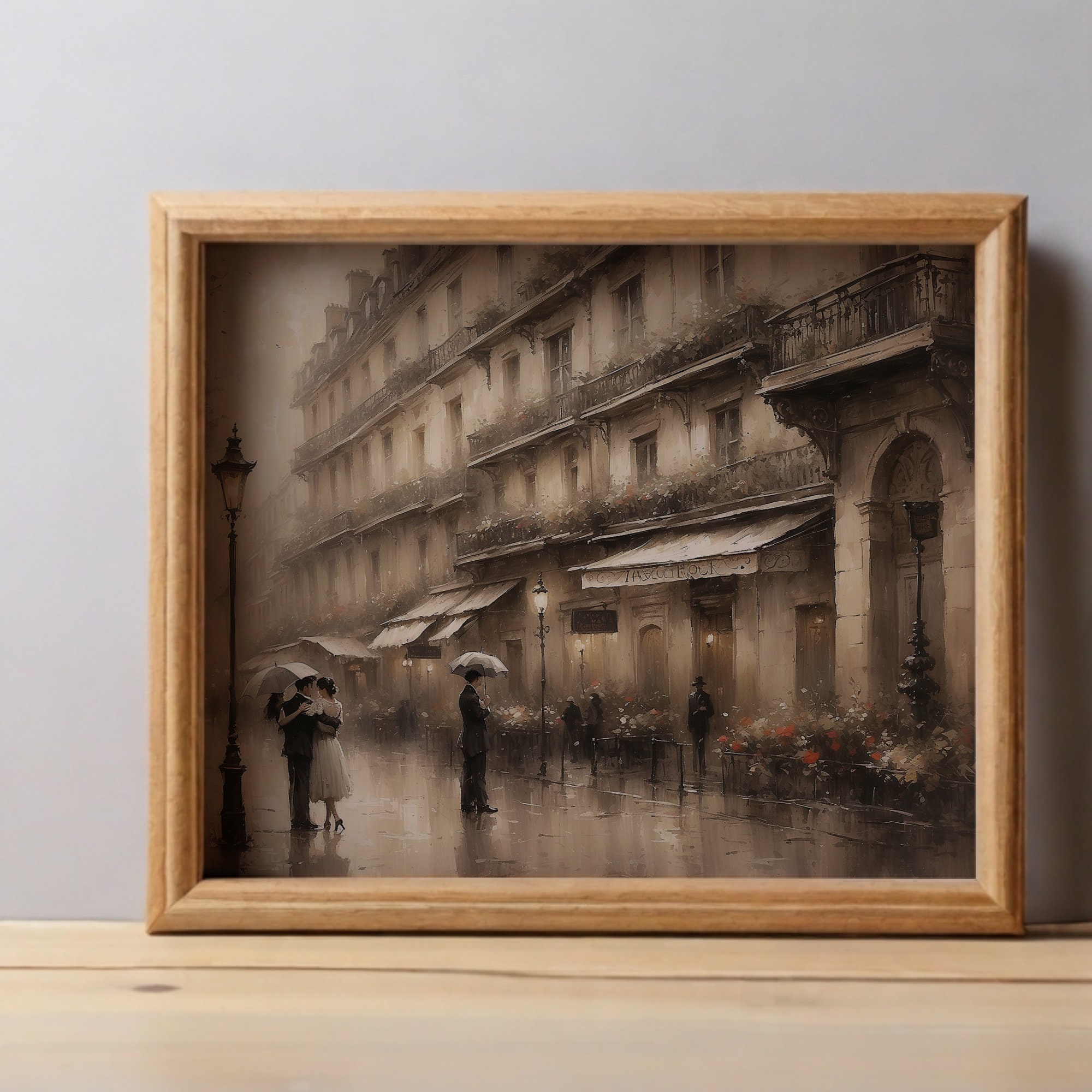 Romantic Couple Cuddling Oil Painting Paris Vintage Print PRINTABLE ...