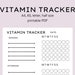 Daily Vitamin Tracker Printable, Vitamin İntake Reminder, Fitness and ...