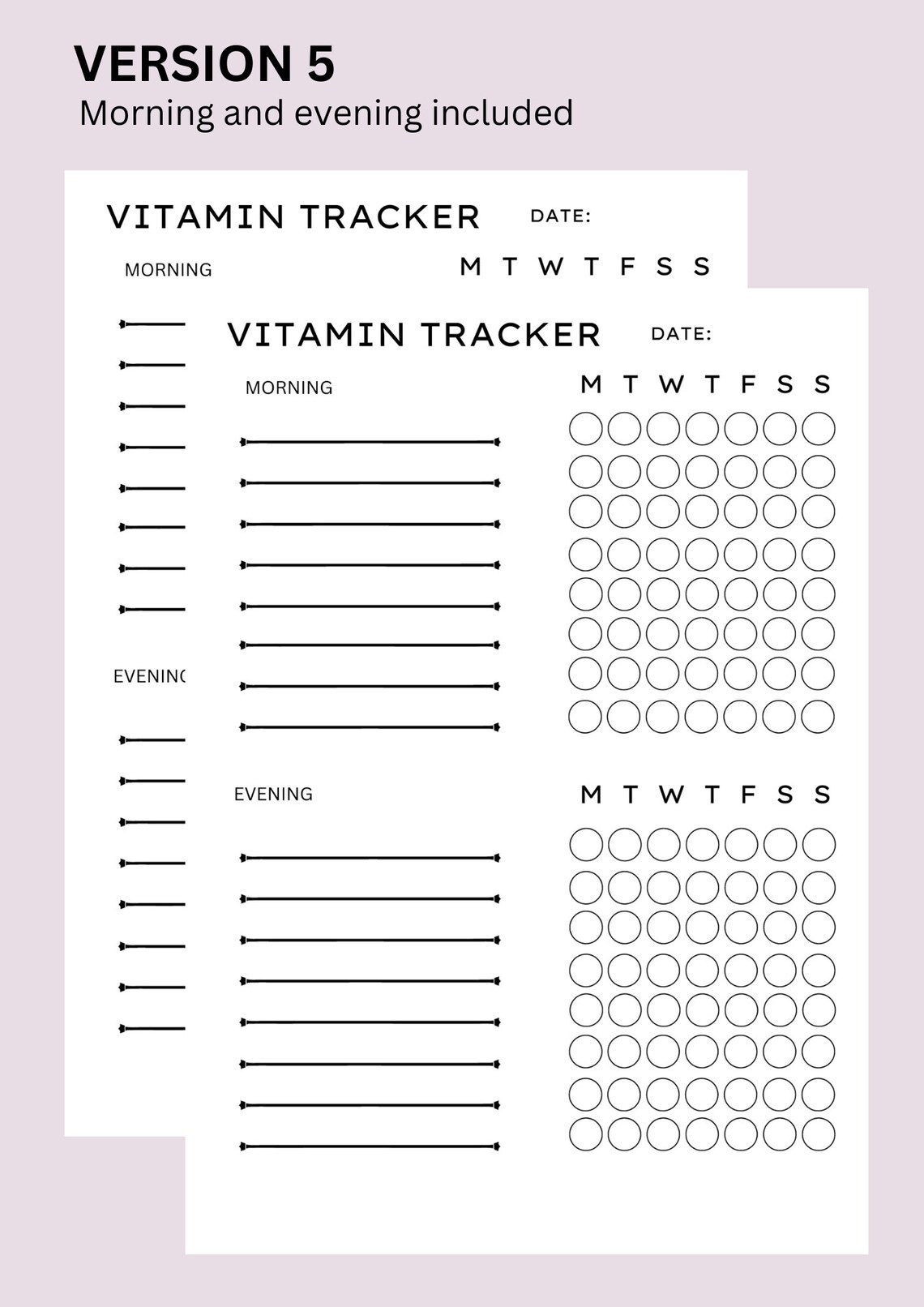 Daily Vitamin Tracker Printable, Vitamin İntake Reminder, Fitness and ...