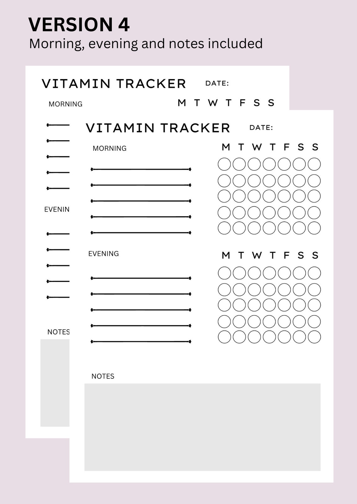Daily Vitamin Tracker Printable, Vitamin İntake Reminder, Fitness and ...