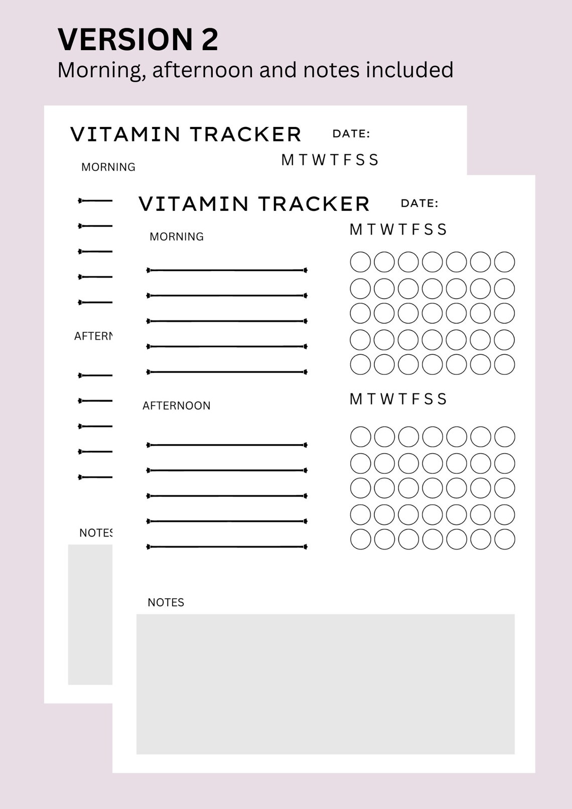Daily Vitamin Tracker Printable, Vitamin İntake Reminder, Fitness and ...