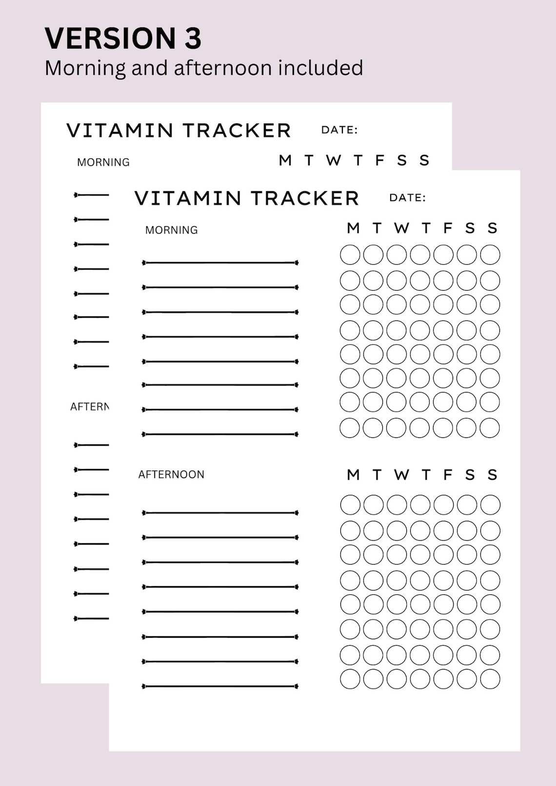 Daily Vitamin Tracker Printable, Vitamin İntake Reminder, Fitness and ...