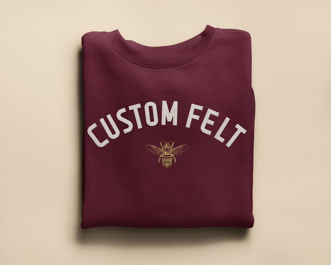 Custom Wool Felt Lettered Crewneck Sweatshirt With Personalized ...