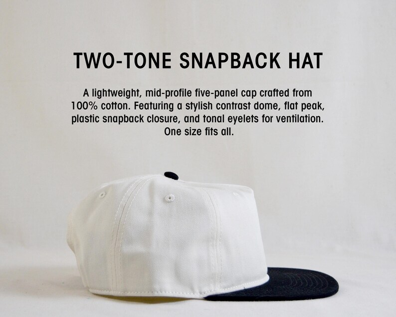 Two Tone Snapback Hat With Custom Matte Embroidery - Etsy