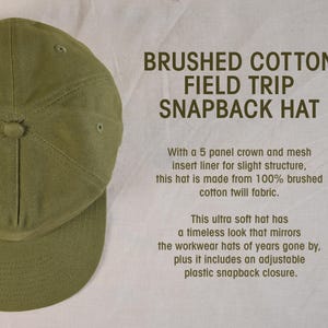 Brushed Field Trip Snapback Hat With Custom Puff Embroidery - Etsy