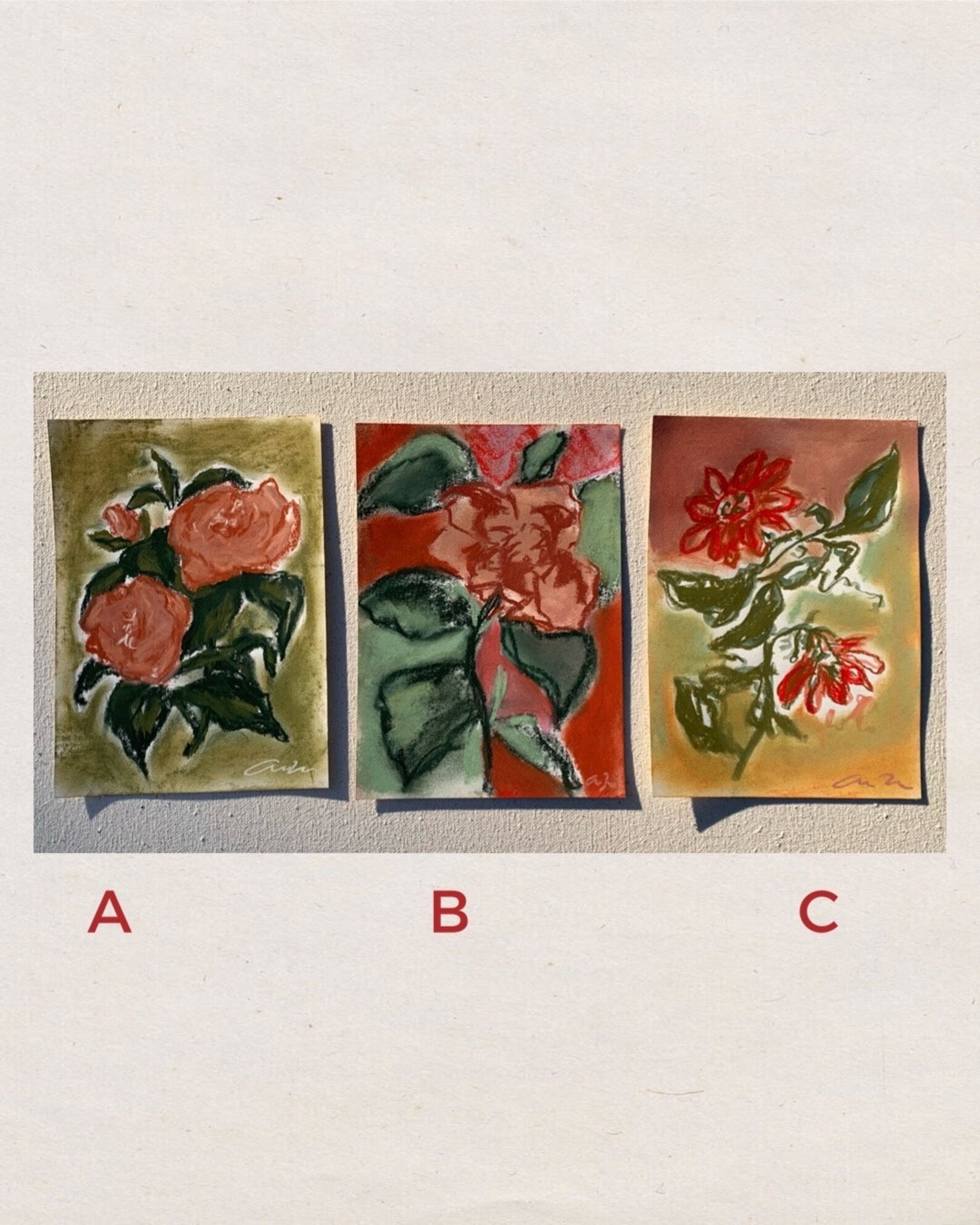 Original Pastel Drawings | Floral Artwork | Expressive Flower Abstract ...
