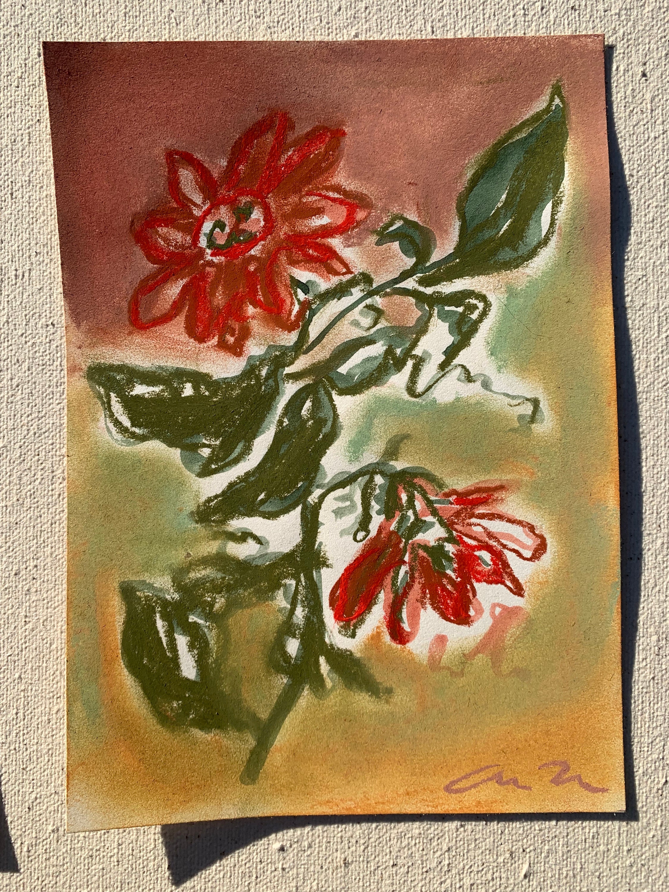 Original Pastel Drawings | Floral Artwork | Expressive Flower Abstract ...