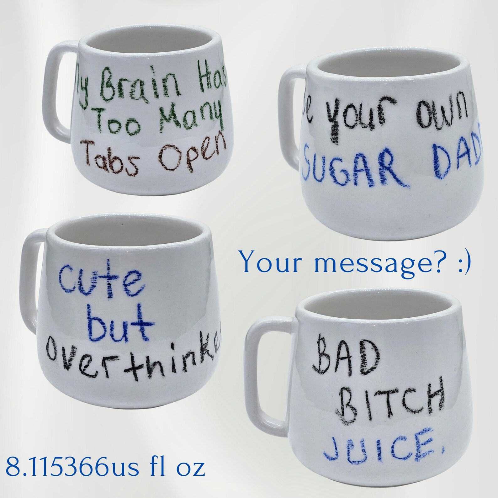 Handmade Ceramic Mug: Customizable Chalk Message, 8.11 Fl Oz - Etsy