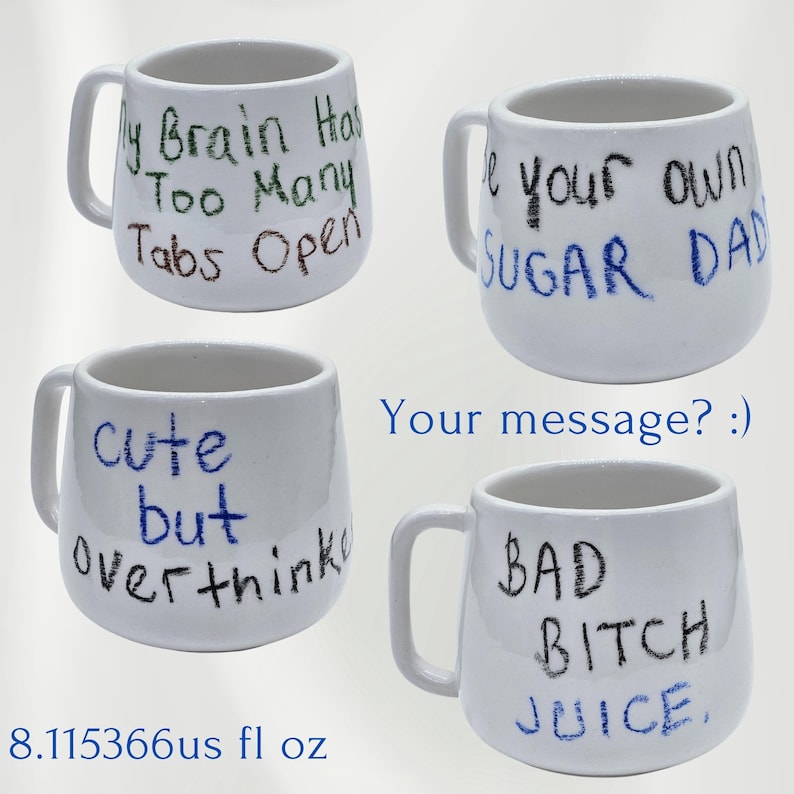 Handmade Ceramic Mug: Customizable Chalk Message, 8.11 Fl Oz - Etsy