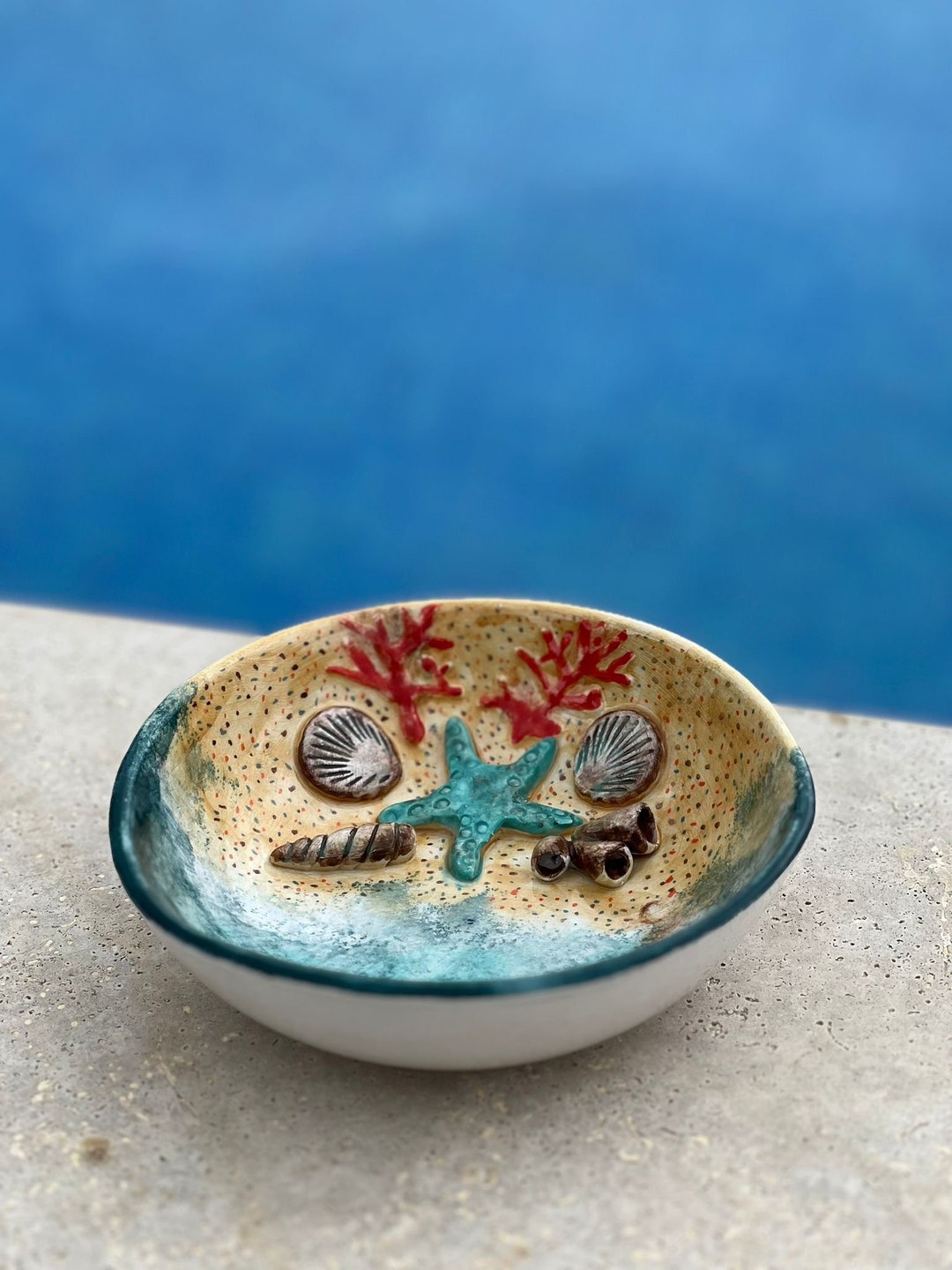 Unique Coastal Ceramic Bowls With Sea Shells - Handmade for Summer ...