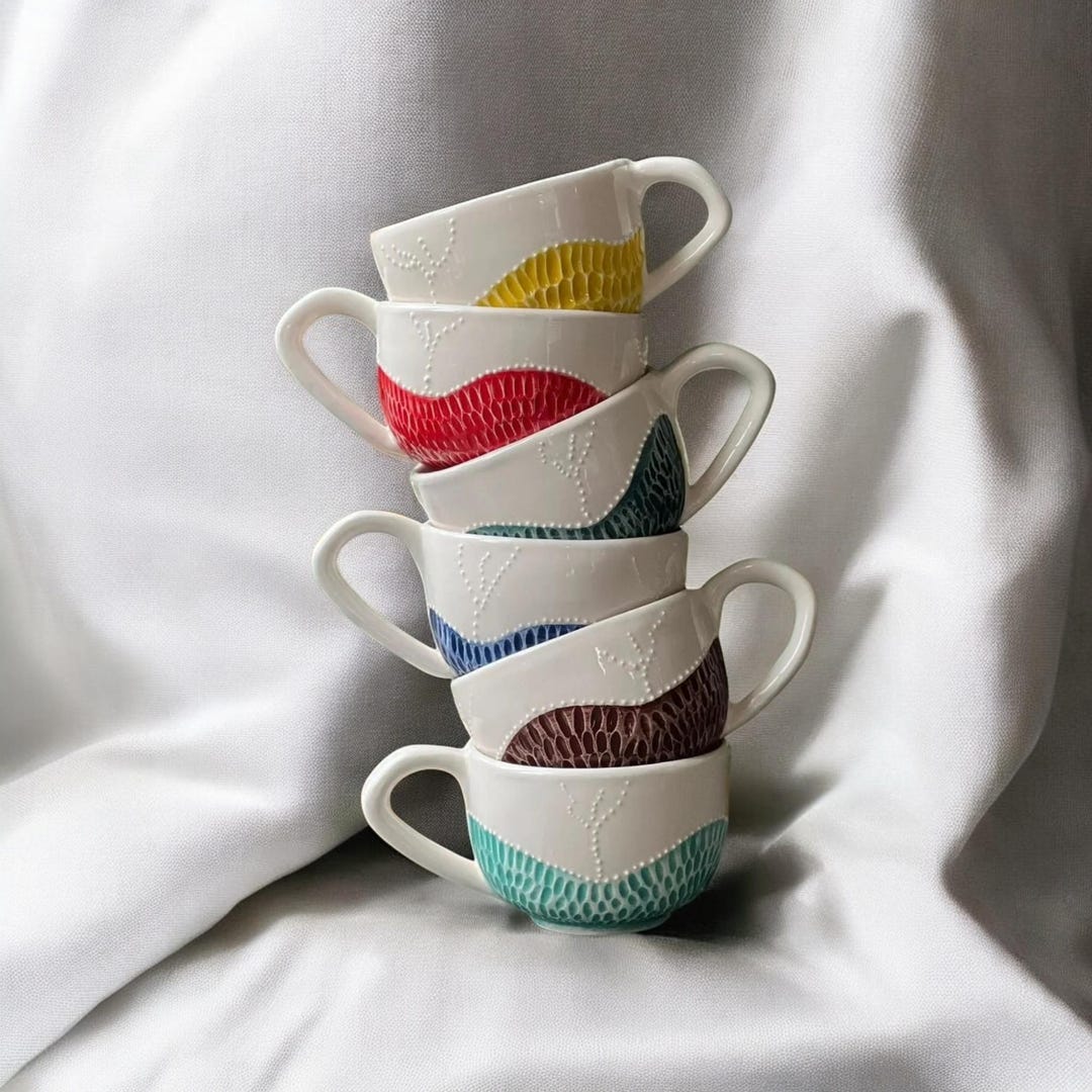 Unique Handmade Hand Painted Hand Carved Mug - Custom Artisan Ceramics ...