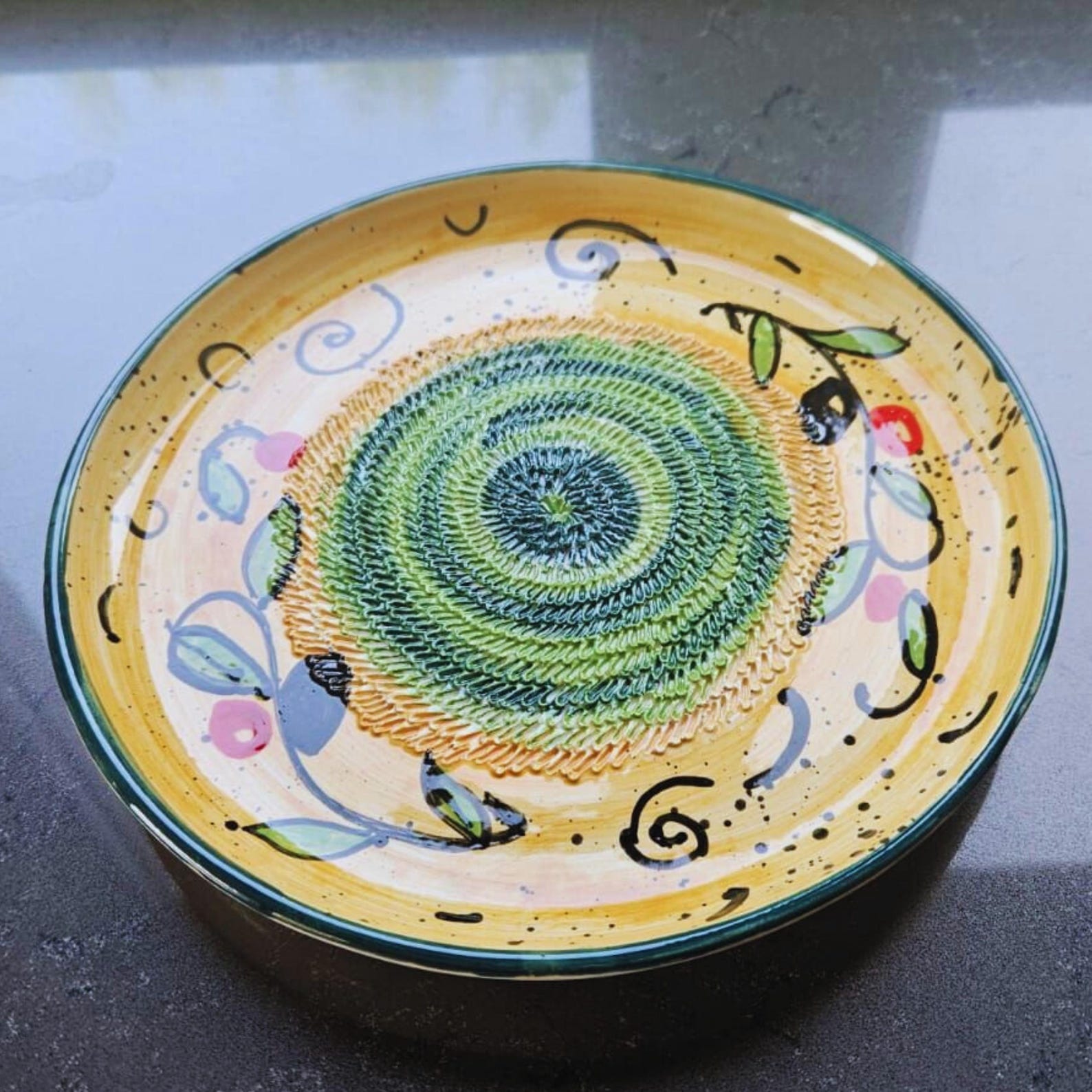 Handcrafted Olive Inspired Ceramic Plate With Grater 8.2 Inch - Perfect ...