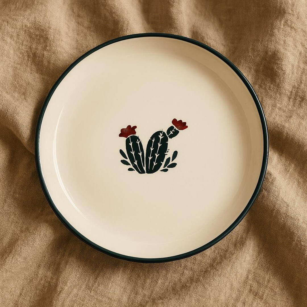 4 Pieces 21 Cm Handmade Cactus Plate Set - Charming and Unique Kitchen ...