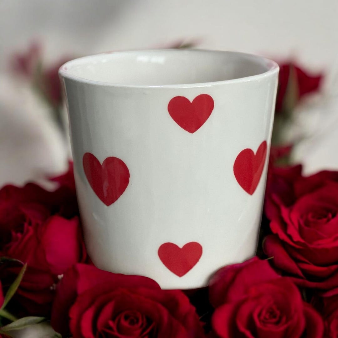 Heart Ceramic Flower Pot With Six Holes - Charming Planter for Indoor ...