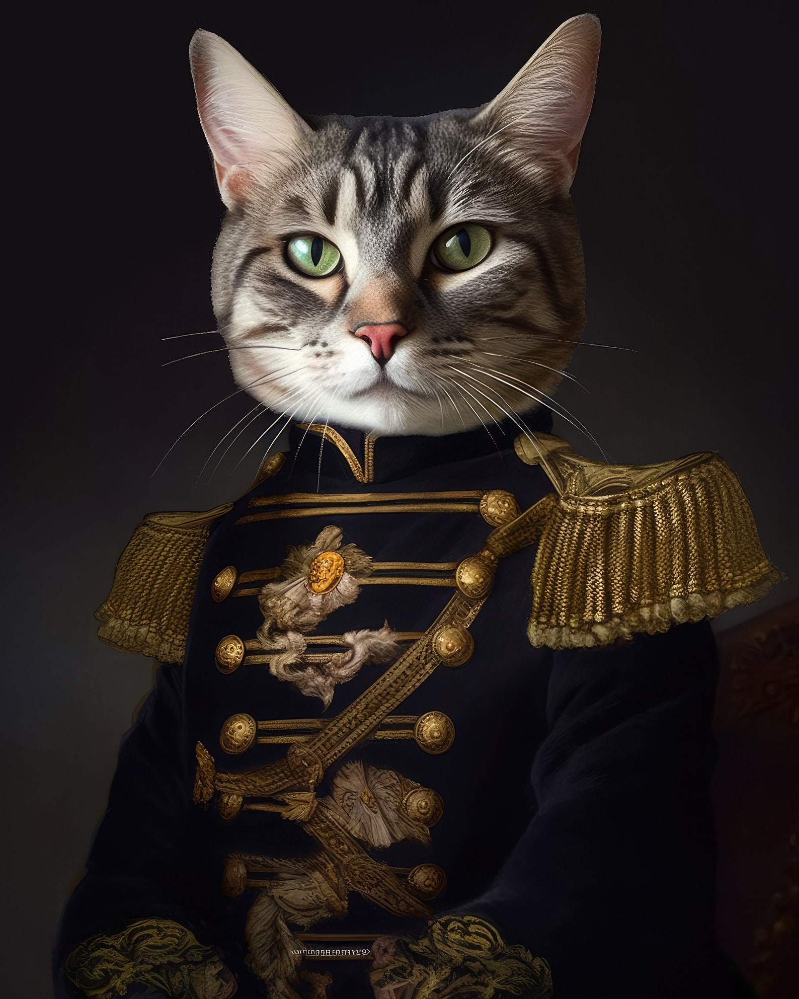 Printable Grey and Black Cat Military Gifts Prints Pop Art, Cat ...