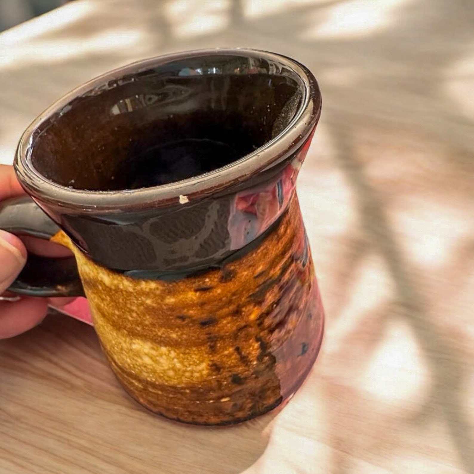Set of 2 Vintage Lava Drip Pottery Coffee Mugs - Brown and Orange Retro ...