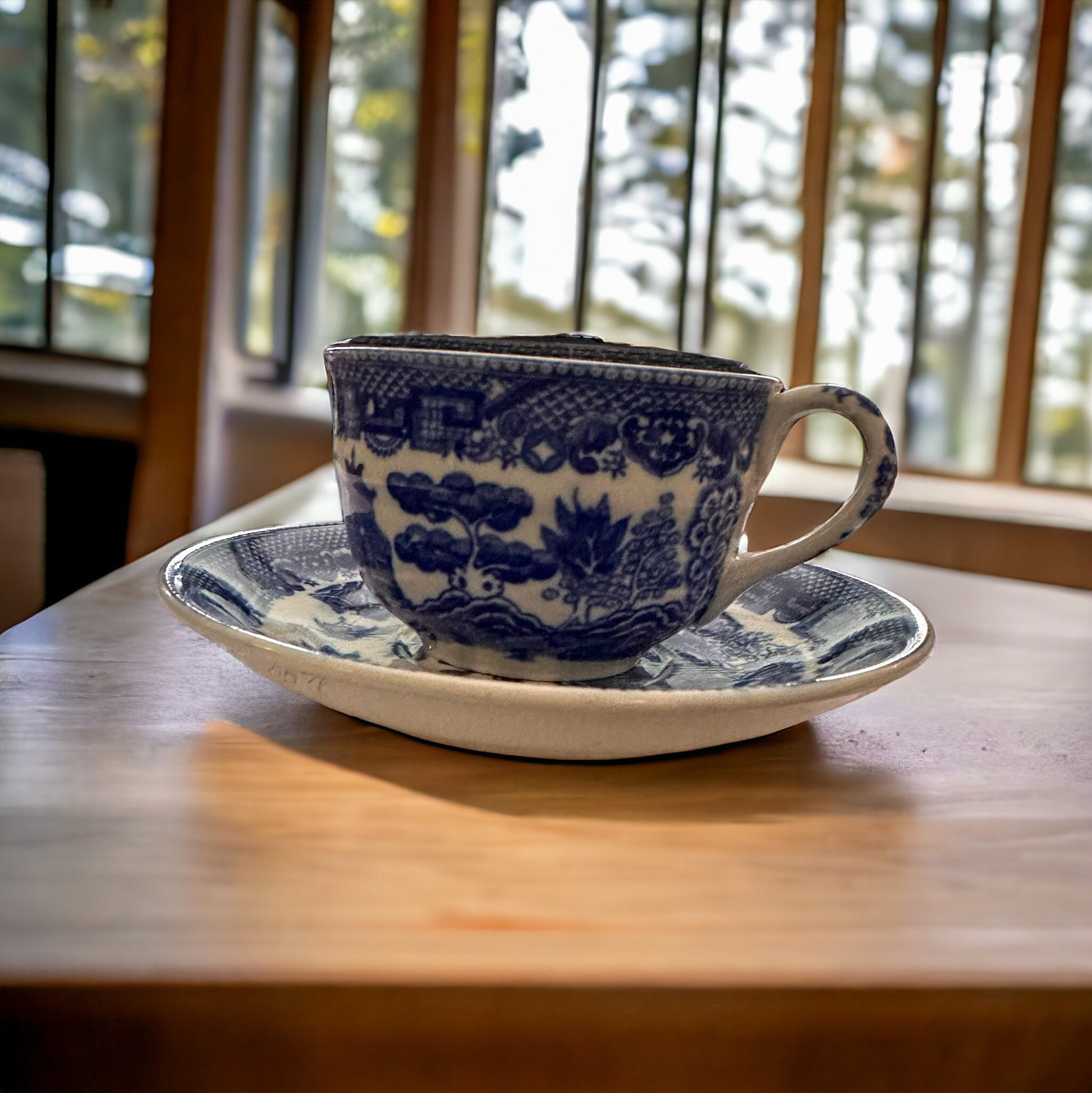 Vintage Blue Willow Pattern Tea Cup and Saucer Classic Blue and White ...