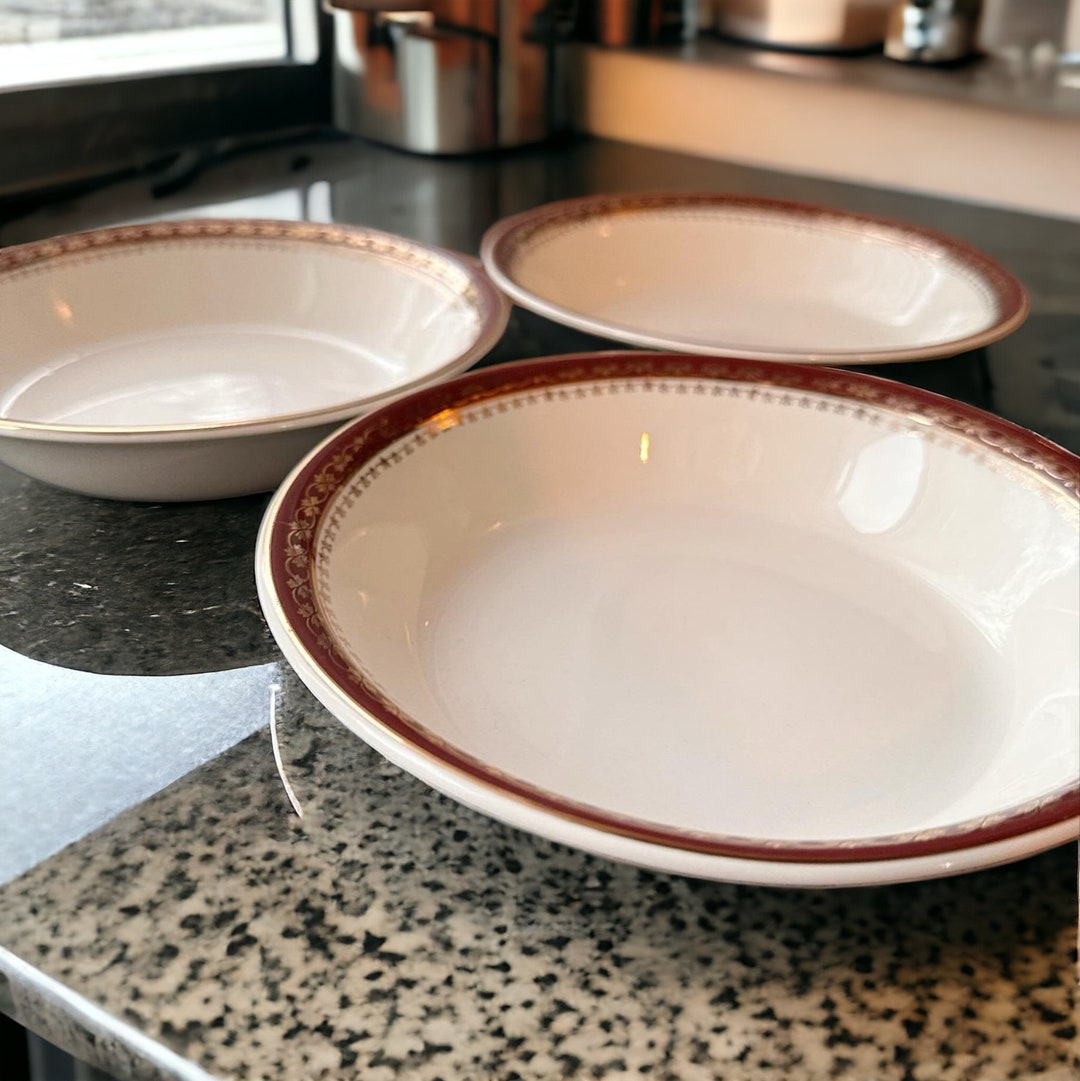 Vintage Alfred Meakin KINGSDALE MAROON Cereal/soup Bowls Set of 3 ...