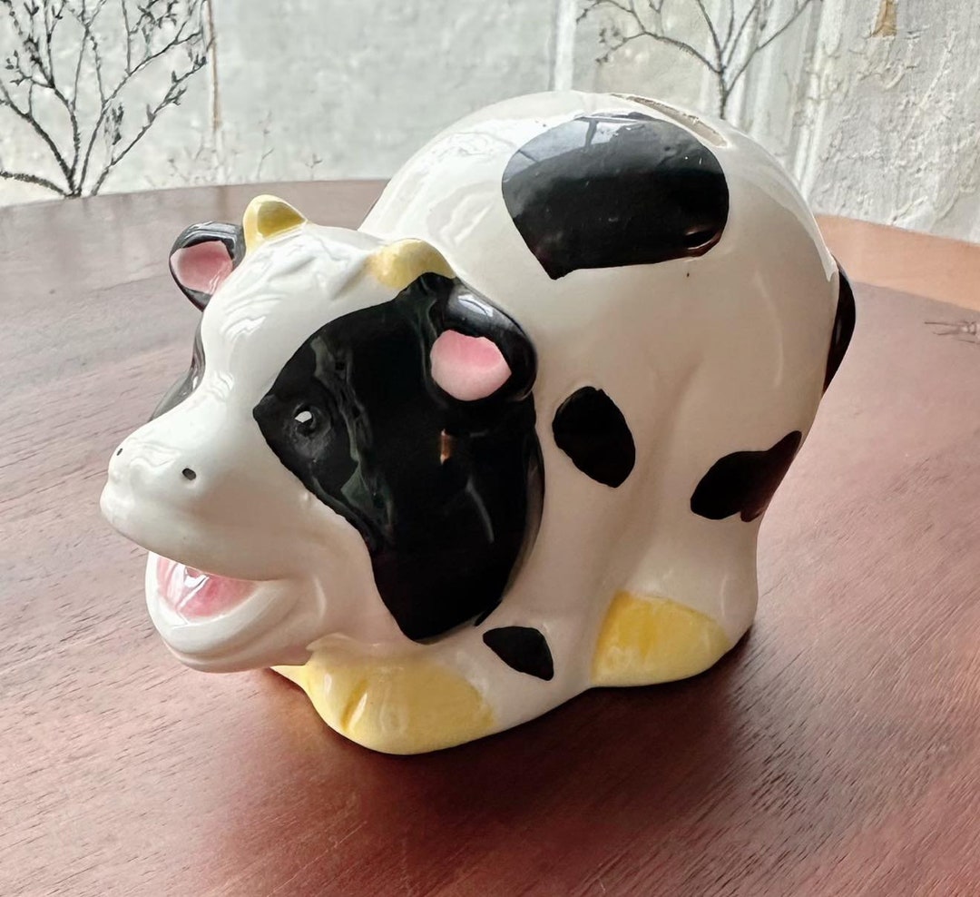Adorable Small Chubby Cow Ceramic Bank - Cute Animal Piggy Bank for ...