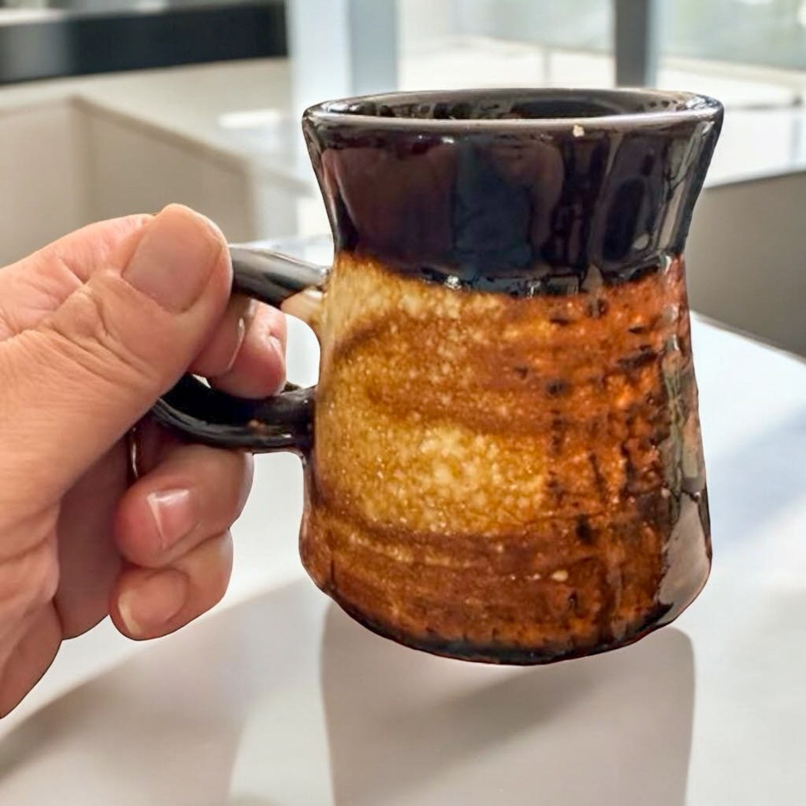 Set of 2 Vintage Lava Drip Pottery Coffee Mugs - Brown and Orange Retro ...