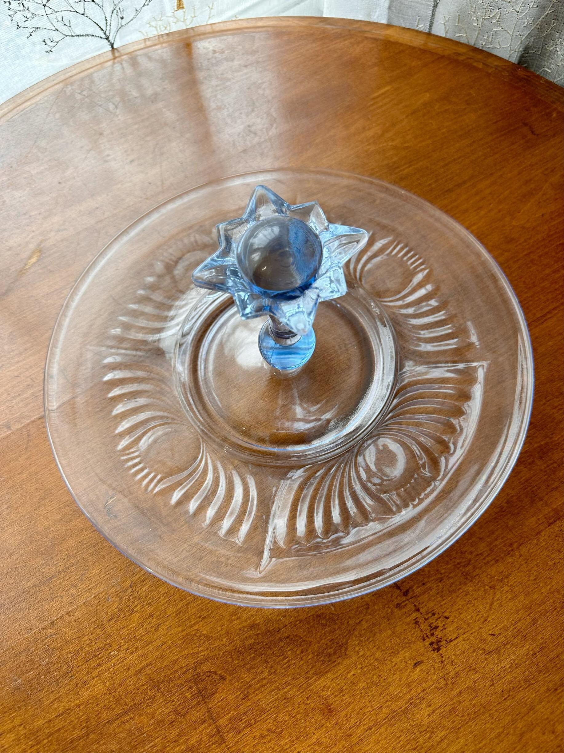 1930s Handmade Elegant Glass Paden City Maya Light Ice Blue Center ...