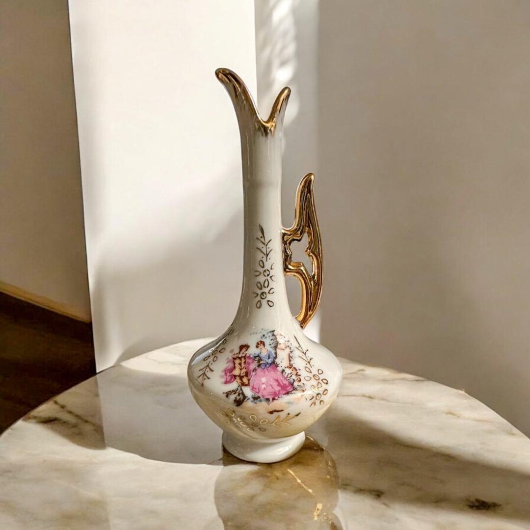Vintage Fragonard Style Fluted Bud Vase Elegant Decorative Floral Vase ...
