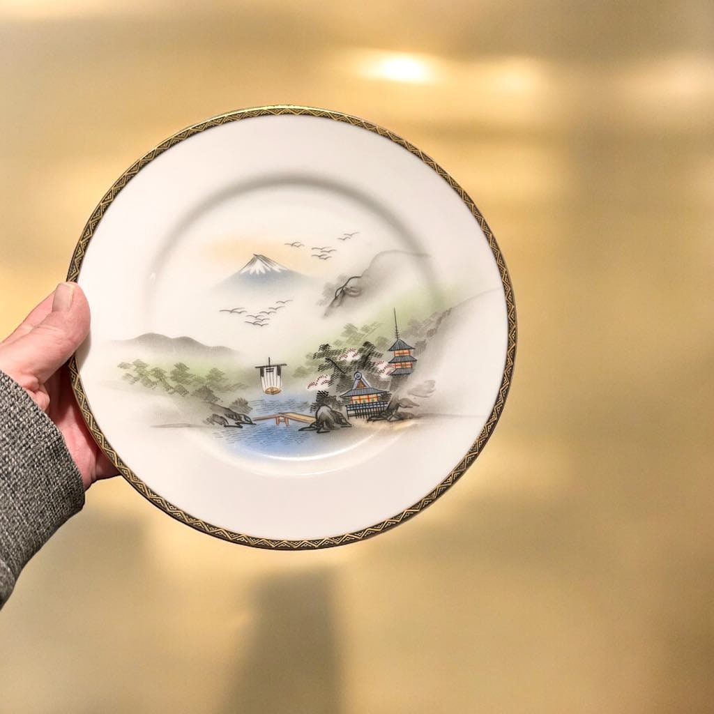 Vintage Hand-painted Japanese Water Boat Scene Plate Kutani Style 1940s ...