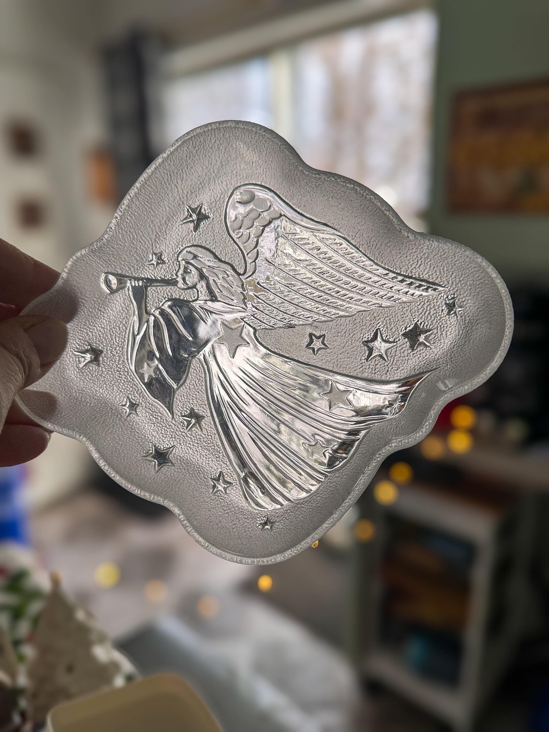 Vintage Christmas Glass Angel Plates - Set of 2 Festive Holiday Dishes ...