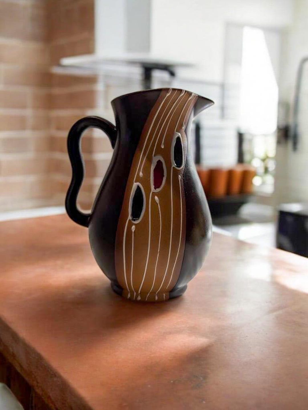 Atomic Vintage Art Pottery Pitcher, Retro Mid-century Ceramic - Etsy