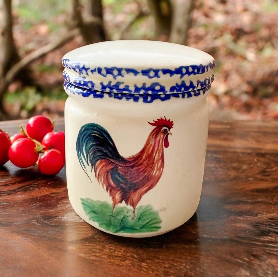 Gryphonware Farmhouse Pale Yellow Rooster Storage Jar - Vintage Kitchen ...