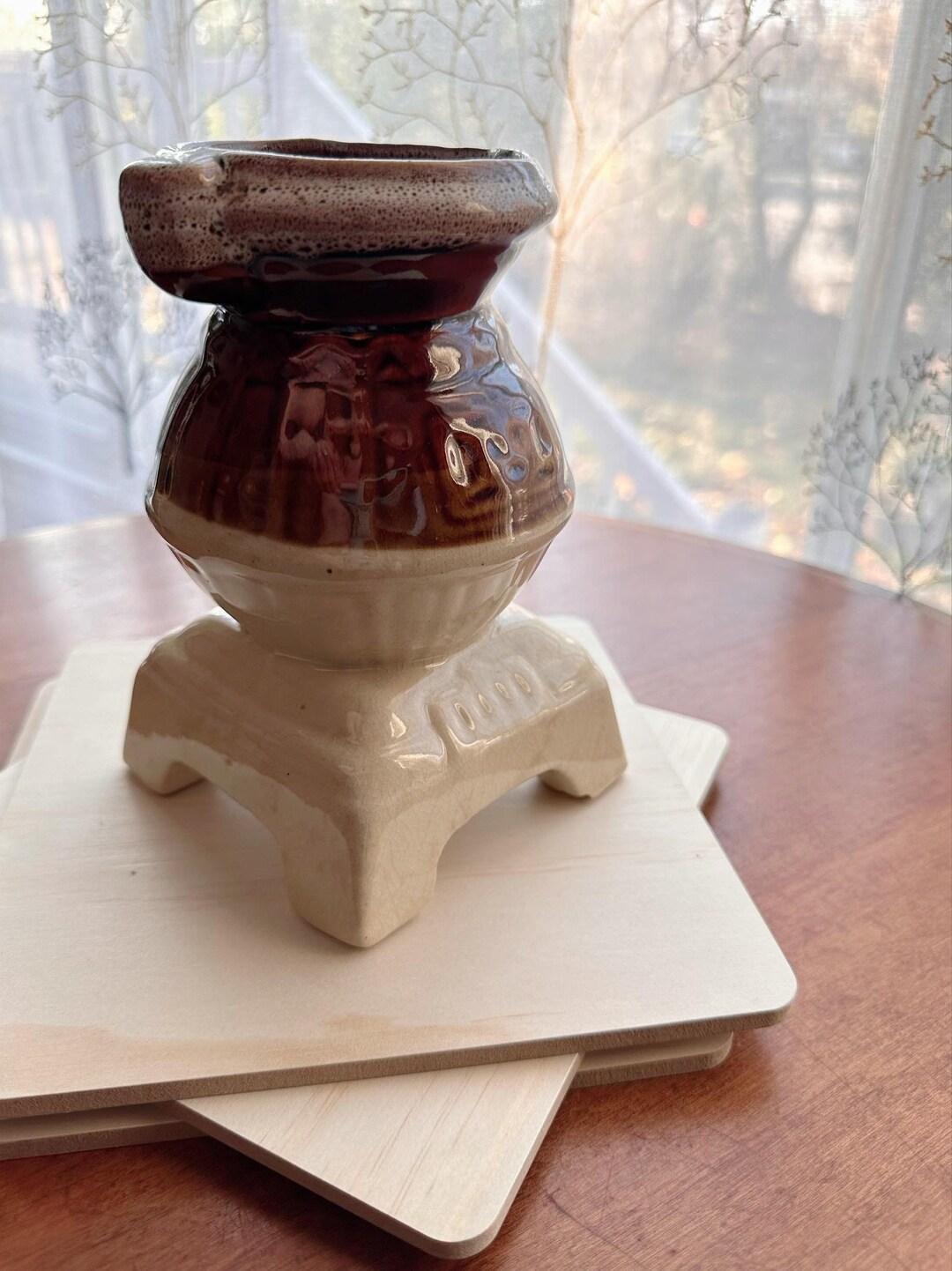 Vintage Ceramic Pot Belly Stove Vaseplanter - Made in Taiwan, 6.5 ...