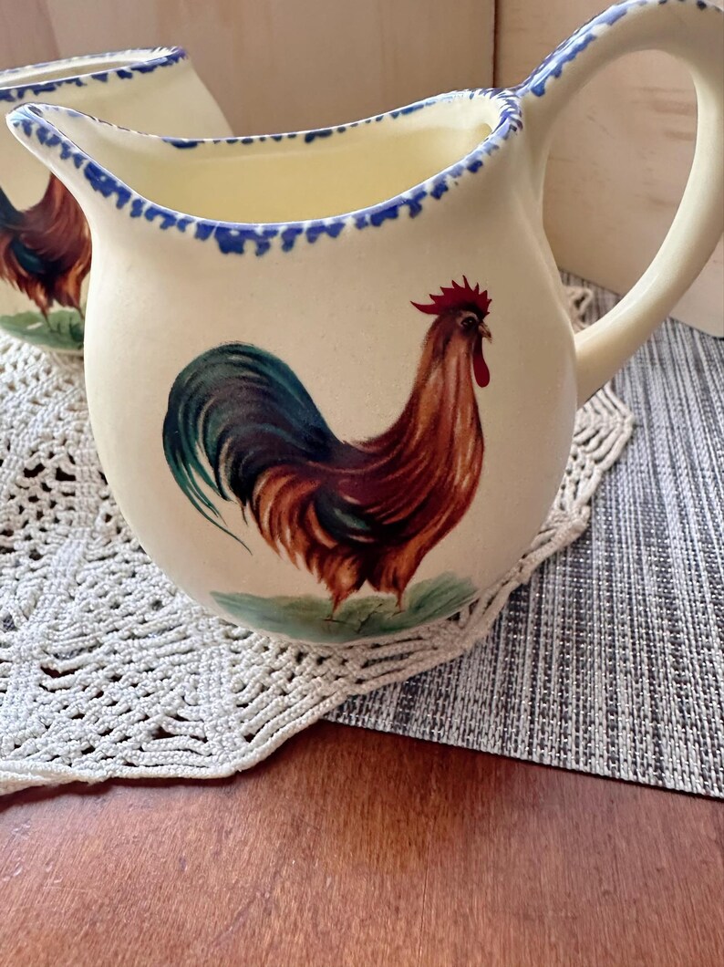 Vintage Gryphonware Rooster Creamer & Sugar Bowl With Lid Farmhouse ...