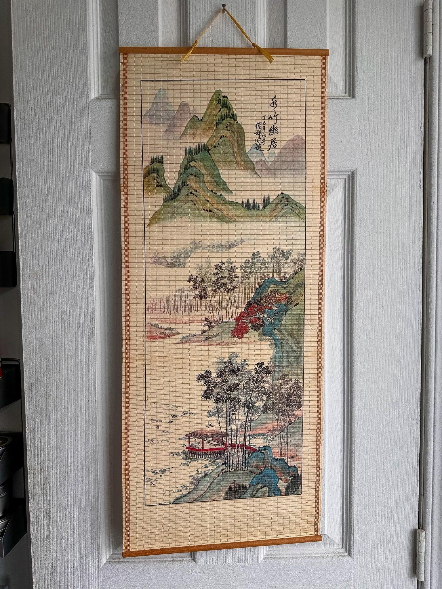 Vintage Chinese Bamboo Scroll Art 32 X 12.5 Asian Wall Decor ...