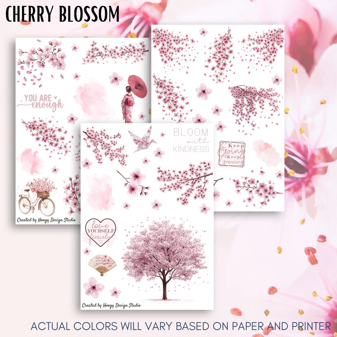 Cherry Blossom Printable Sticker Sheets | Japanese Sakura | Pink Floral ...