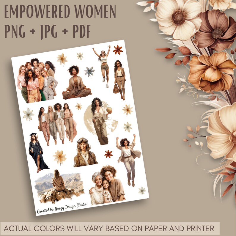 Girl Power Printable Sticker Sheets International Women's Day Diverse ...