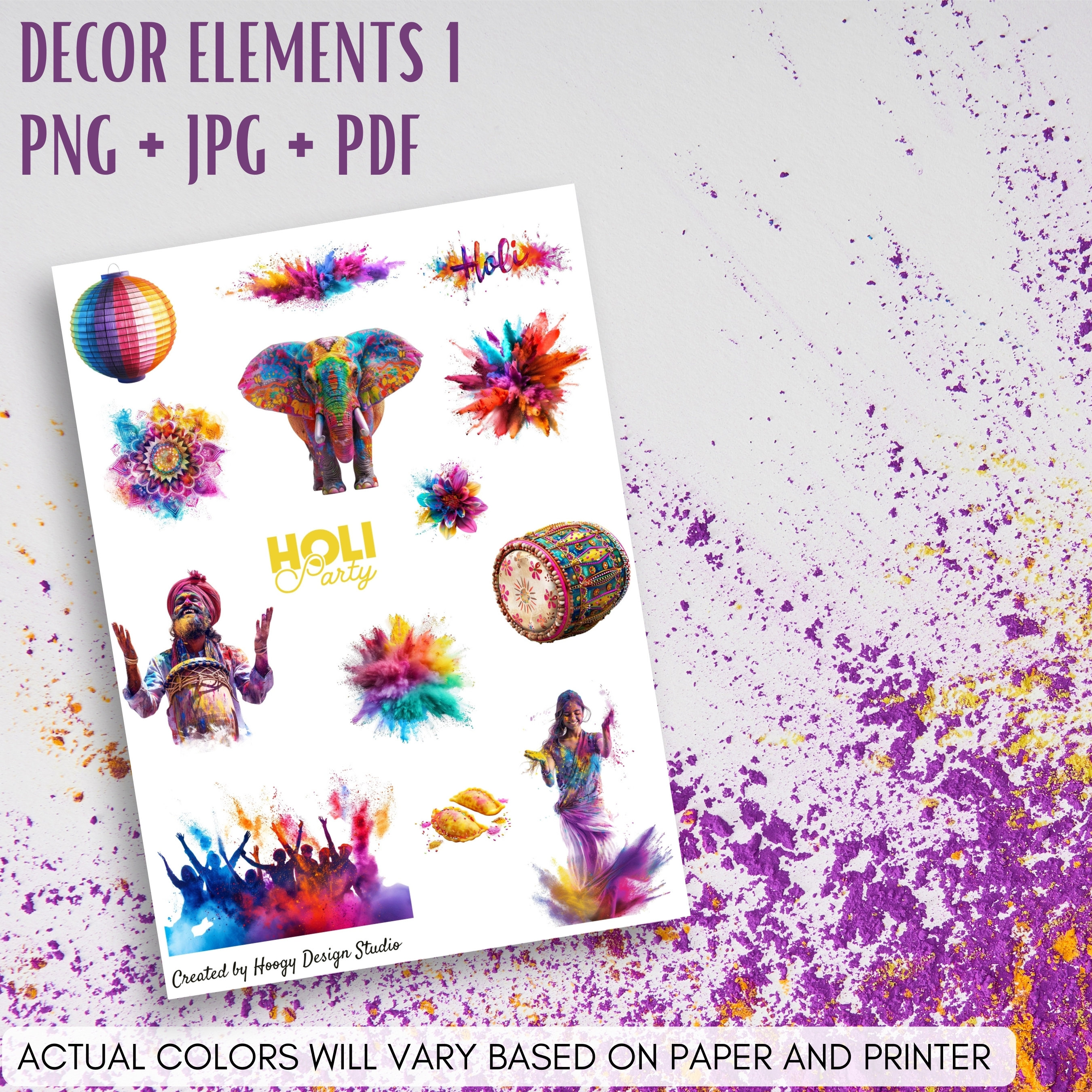 Colors of Joy Printable Sticker Sheets Holi Festival Traditional Indian ...