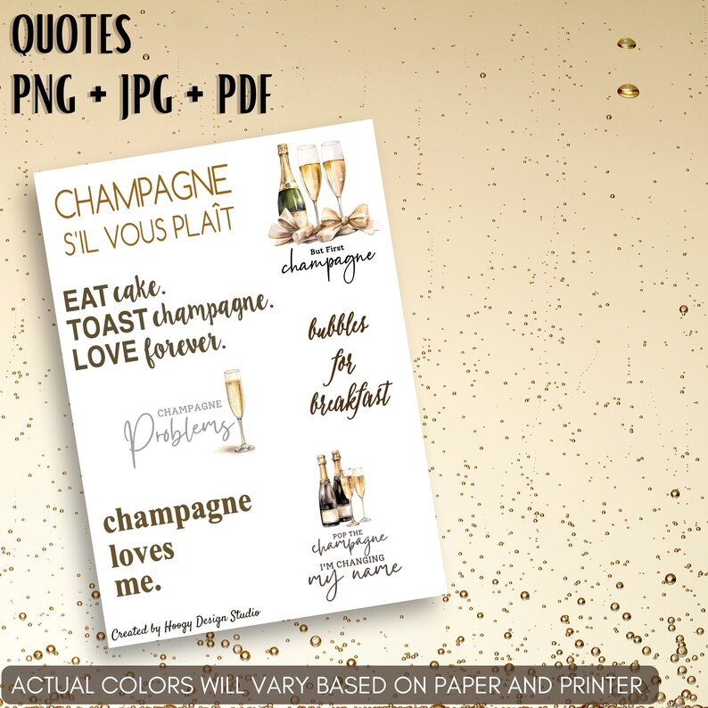 Champagne Party Printable Sticker Sheets | Festive Celebration Gold ...