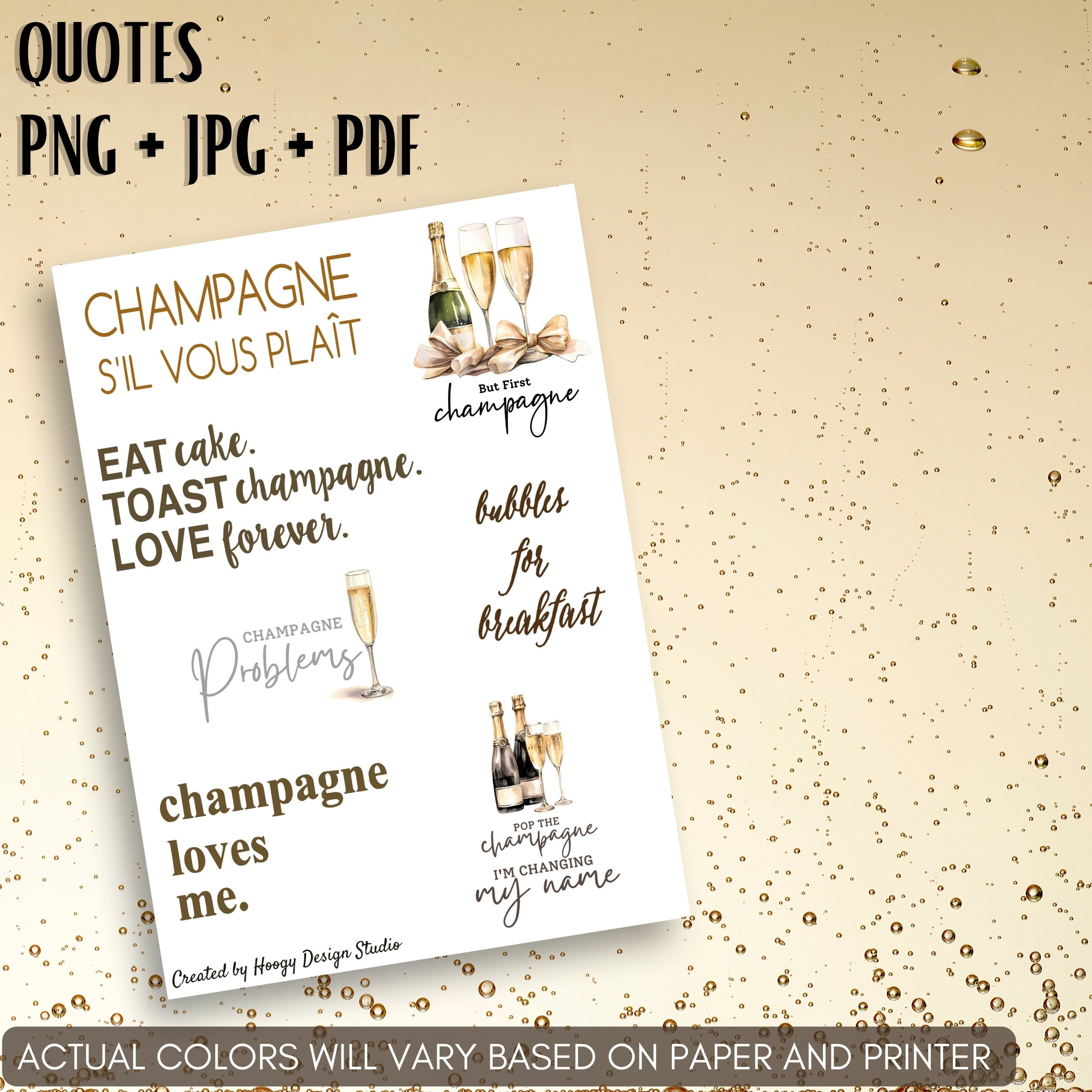 Champagne Party Printable Sticker Sheets Festive Celebration Gold ...