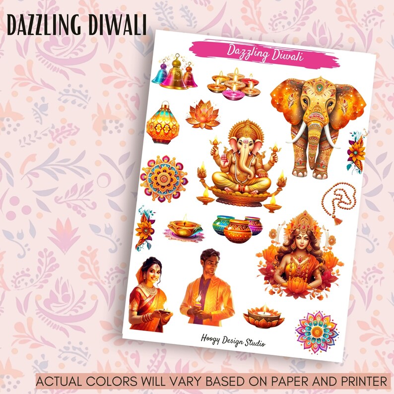 Dazzling Diwali Printable Sticker Sheets Diya Rangoli and - Etsy