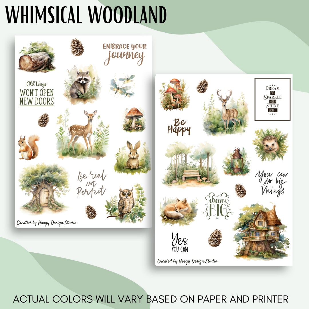 Whimsical Woodland Printable Sticker Sheets | Enchanted Forest Animals ...
