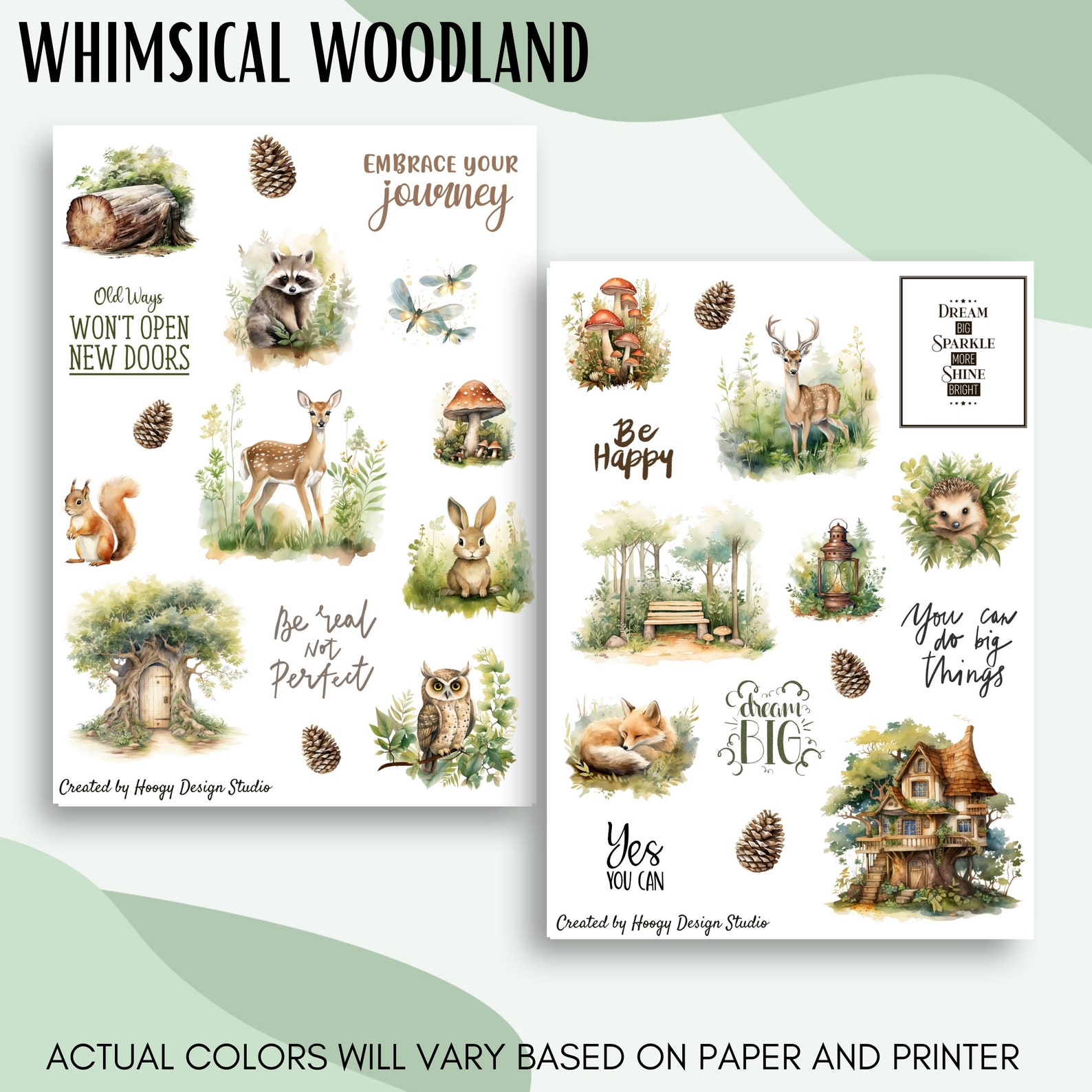 Whimsical Woodland Printable Sticker Sheets Enchanted Forest Animals ...