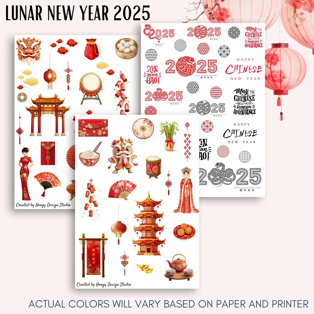 Lunar New Year 2025 Printable Planner Stickers | Year of the Snake ...